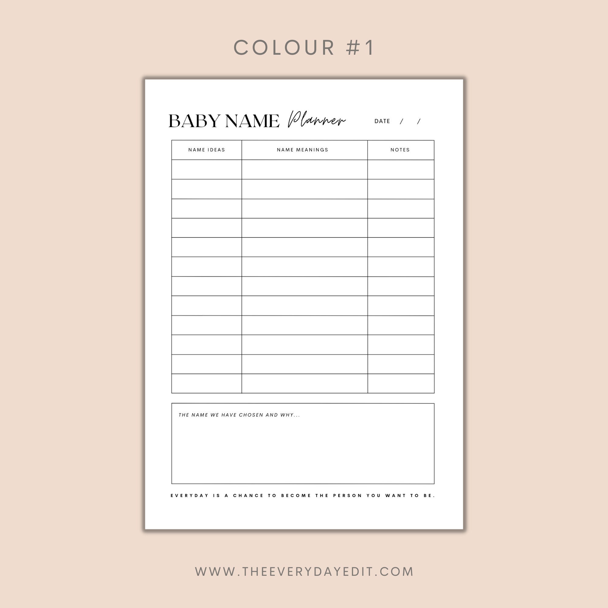 Baby Name Planner Printable, Baby Name Tracker, Baby Name Ideas ...