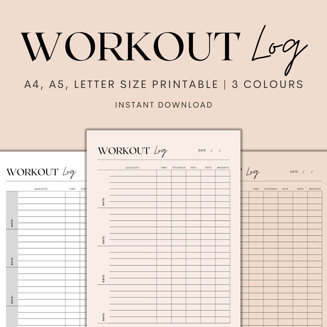 Workout Log Printable, Workout Planner Printable, Fitness Planner ...