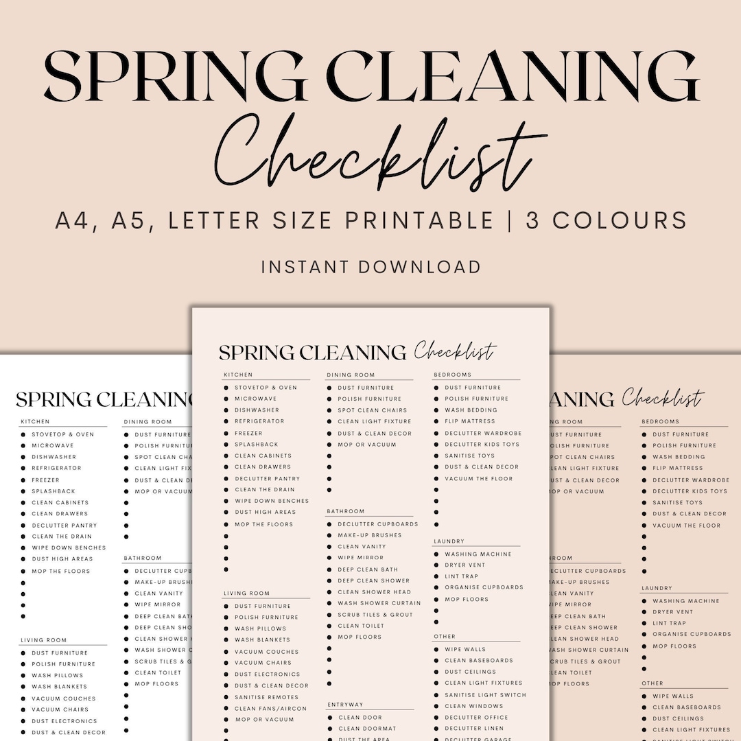 Spring Cleaning Checklist Printable, Cleaning Planner Printable, Chore ...