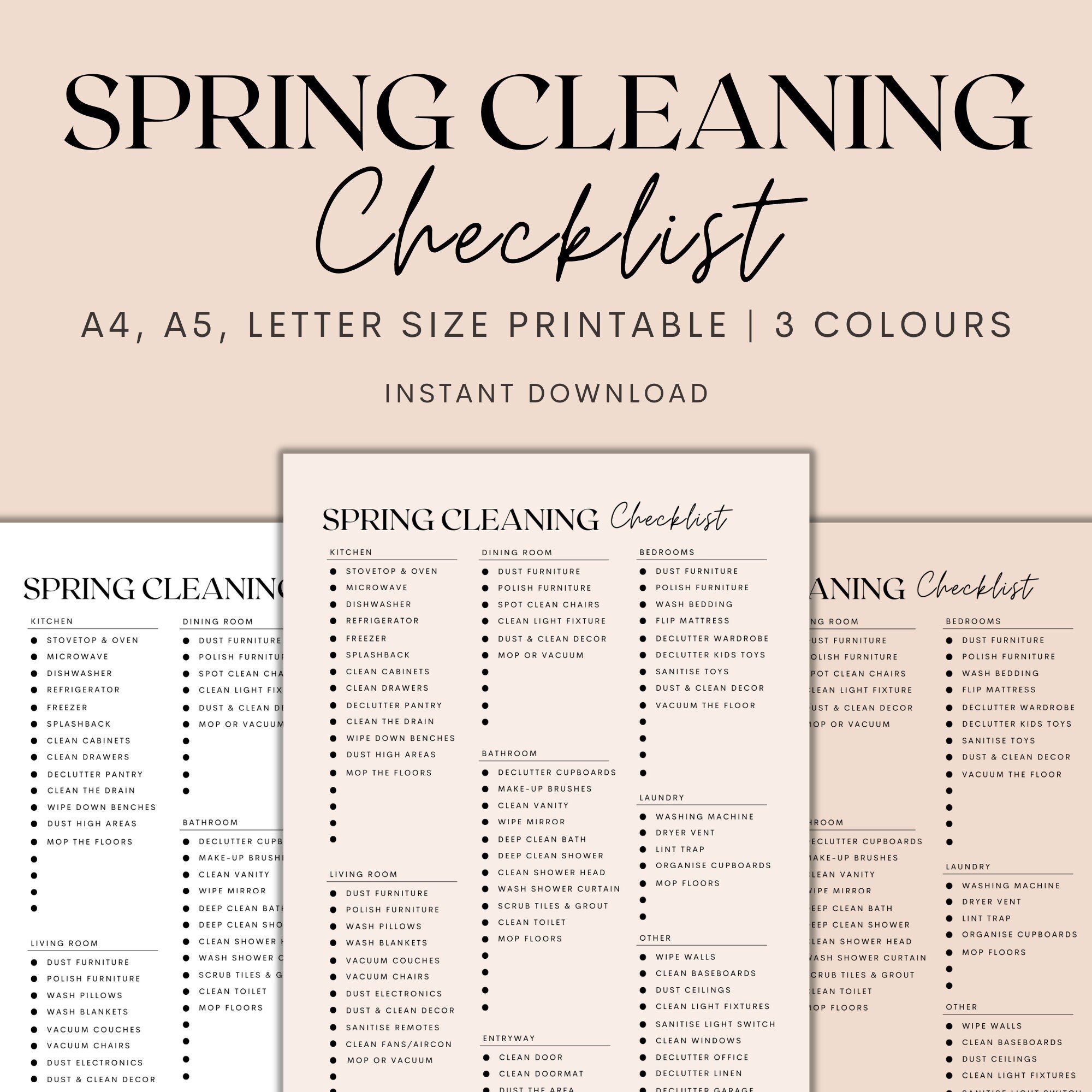 Spring Cleaning Checklist Printable, Cleaning Planner Printable, Chore ...