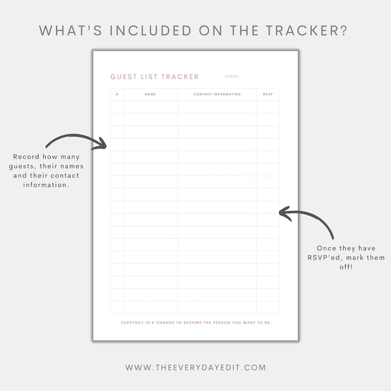 Guest List Tracker Printable, Guest List Planner Printable, RSVP ...