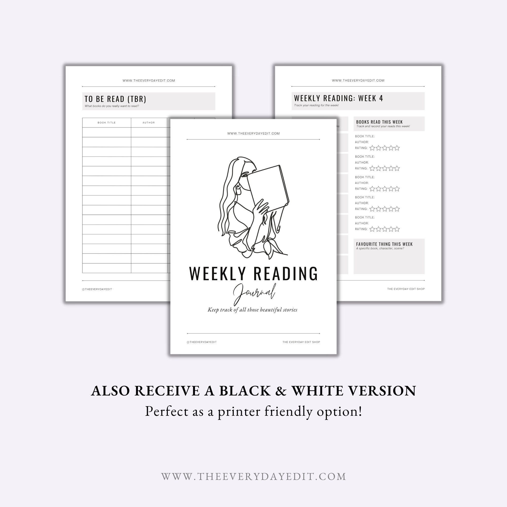 Weekly Reading Journal Printable, Undated 52 Week Tracker, Book Journal ...