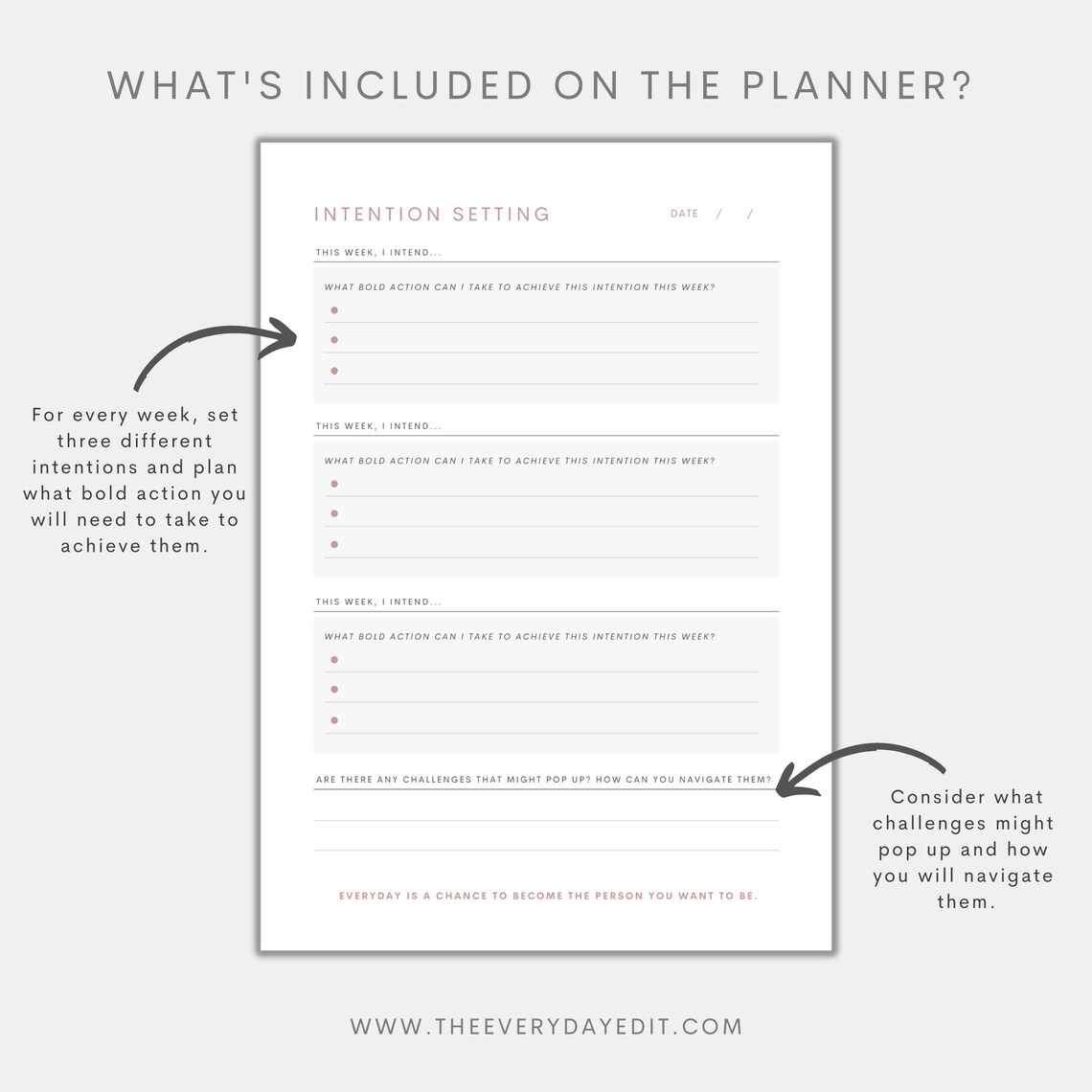 Weekly Intention Setting Planner Printable, Weekly Planner, Intentional ...