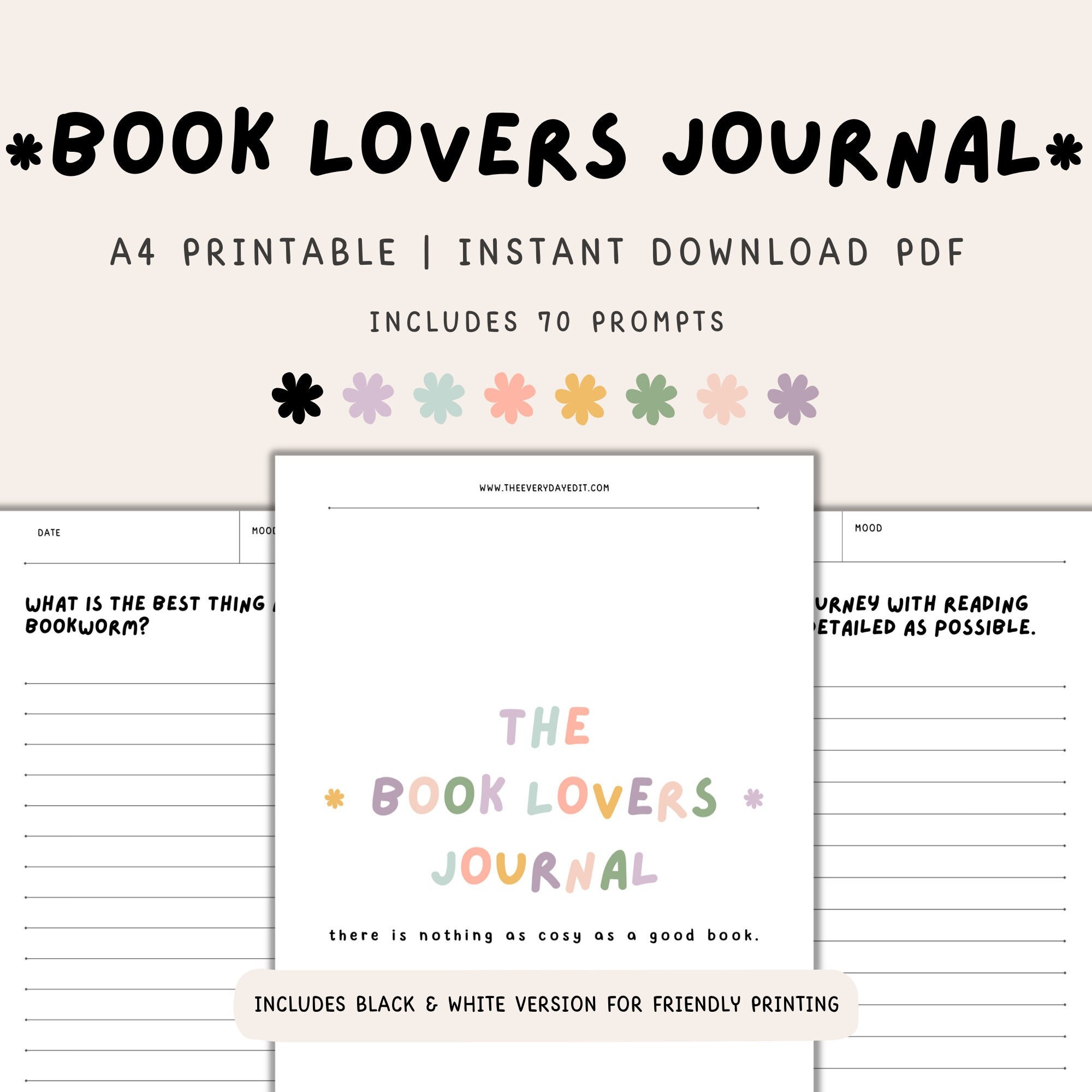 Book Lovers Journal Printable, Journal Prompts for Book Lovers ...
