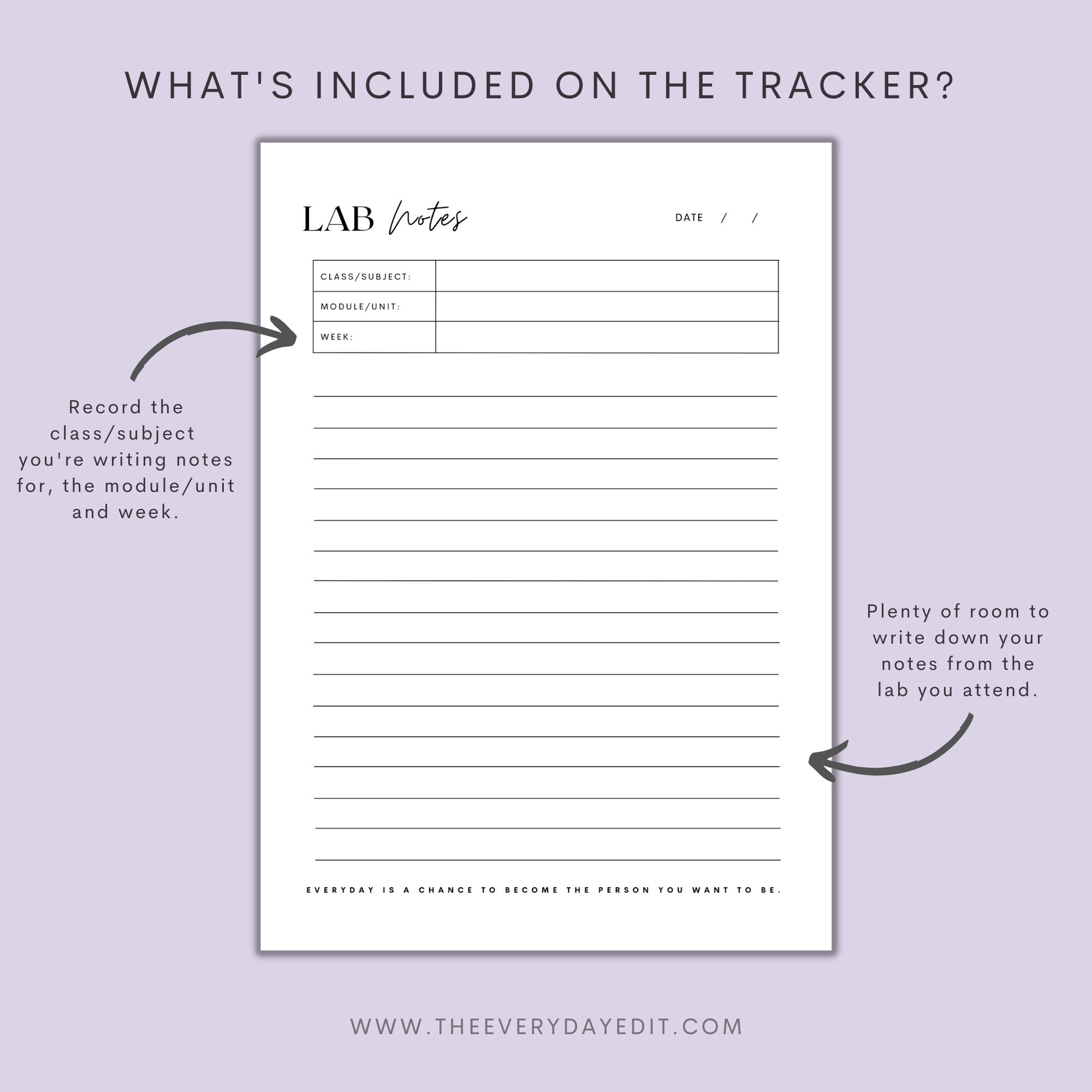Lab Notes Tracker Printable, Lab Notes Paper, Lined Notes Page, College ...