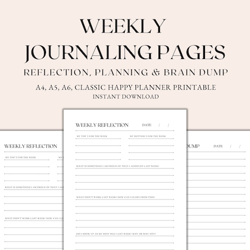 Weekly Journaling Pages Printable Weekly Journal Prompts - Etsy Australia