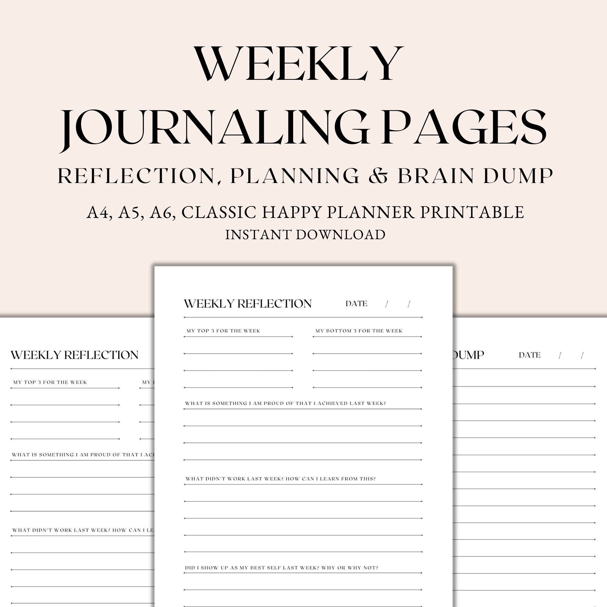Weekly Journaling Pages Printable Weekly Journal Prompts - Etsy