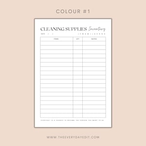 Cleaning Supplies Inventory Printable, Cleaning Inventory Chart, Home ...