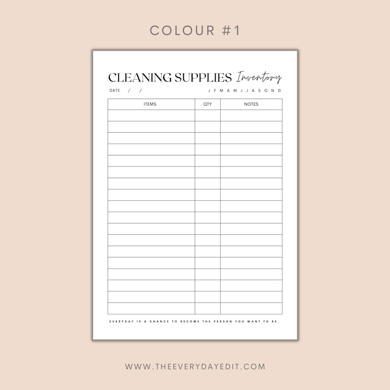 Cleaning Supplies Inventory Printable, Cleaning Inventory Chart, Home ...
