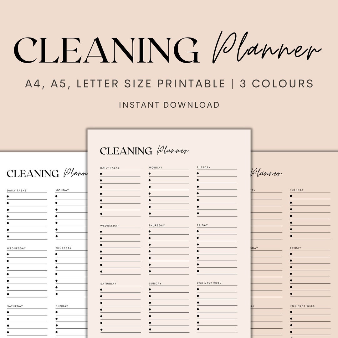 Weekly Cleaning Planner Printable, Cleaning Tracker, Cleaning Schedule ...