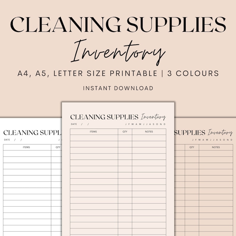 Cleaning Supplies Inventory Printable, Cleaning Inventory Chart, Home ...