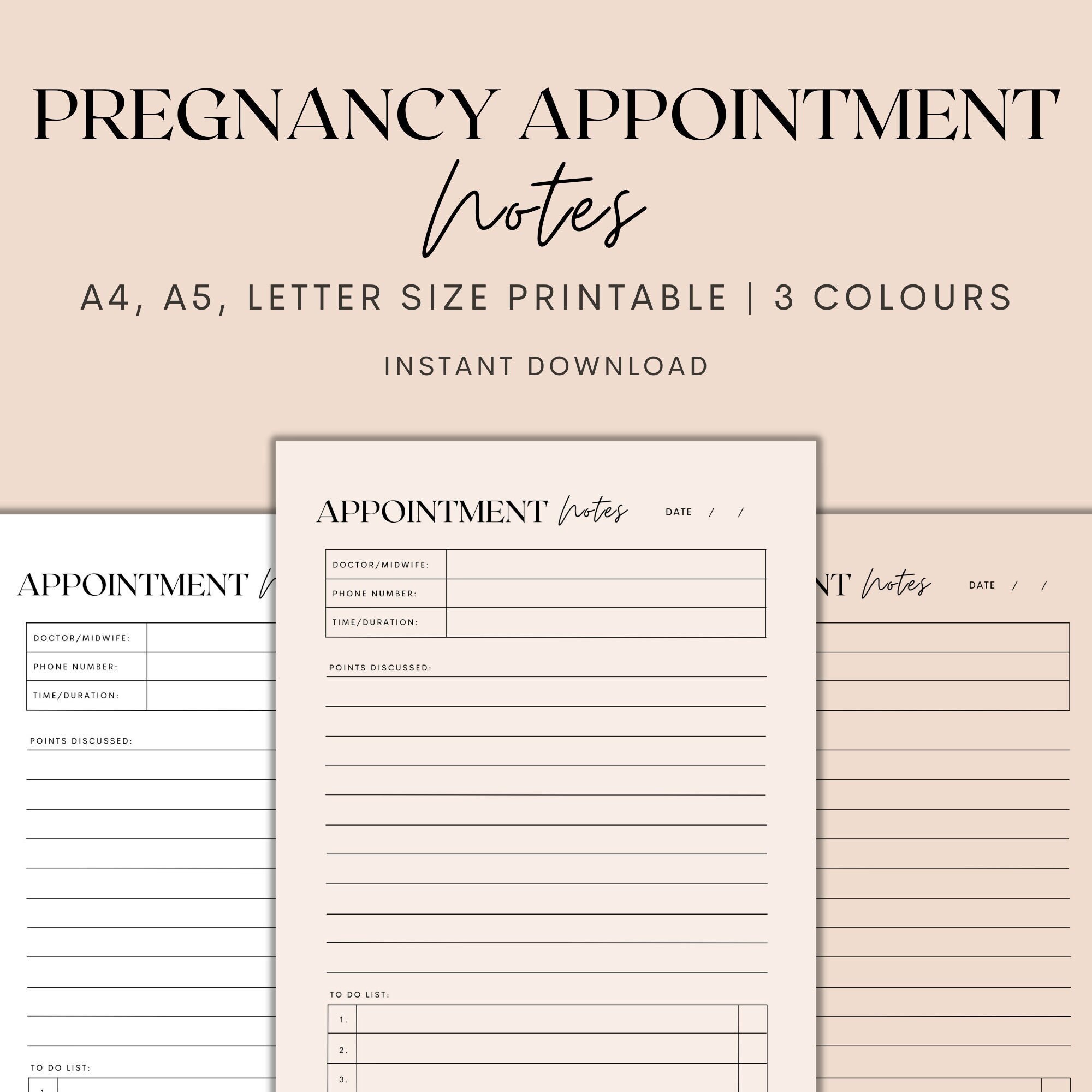 Pregnancy Appointment Notes Printable Doctor Appointment Notes