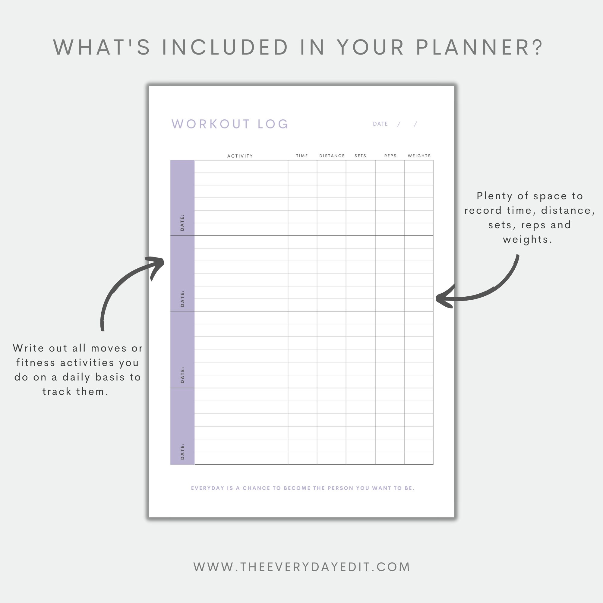 Fitness Planner Printable, Fitness Tracker Printable, Workout Log ...