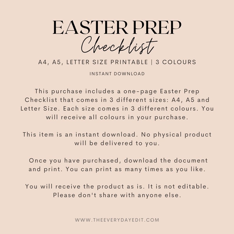 Easter Preparation Checklist Printable, Easter Planner Printable ...