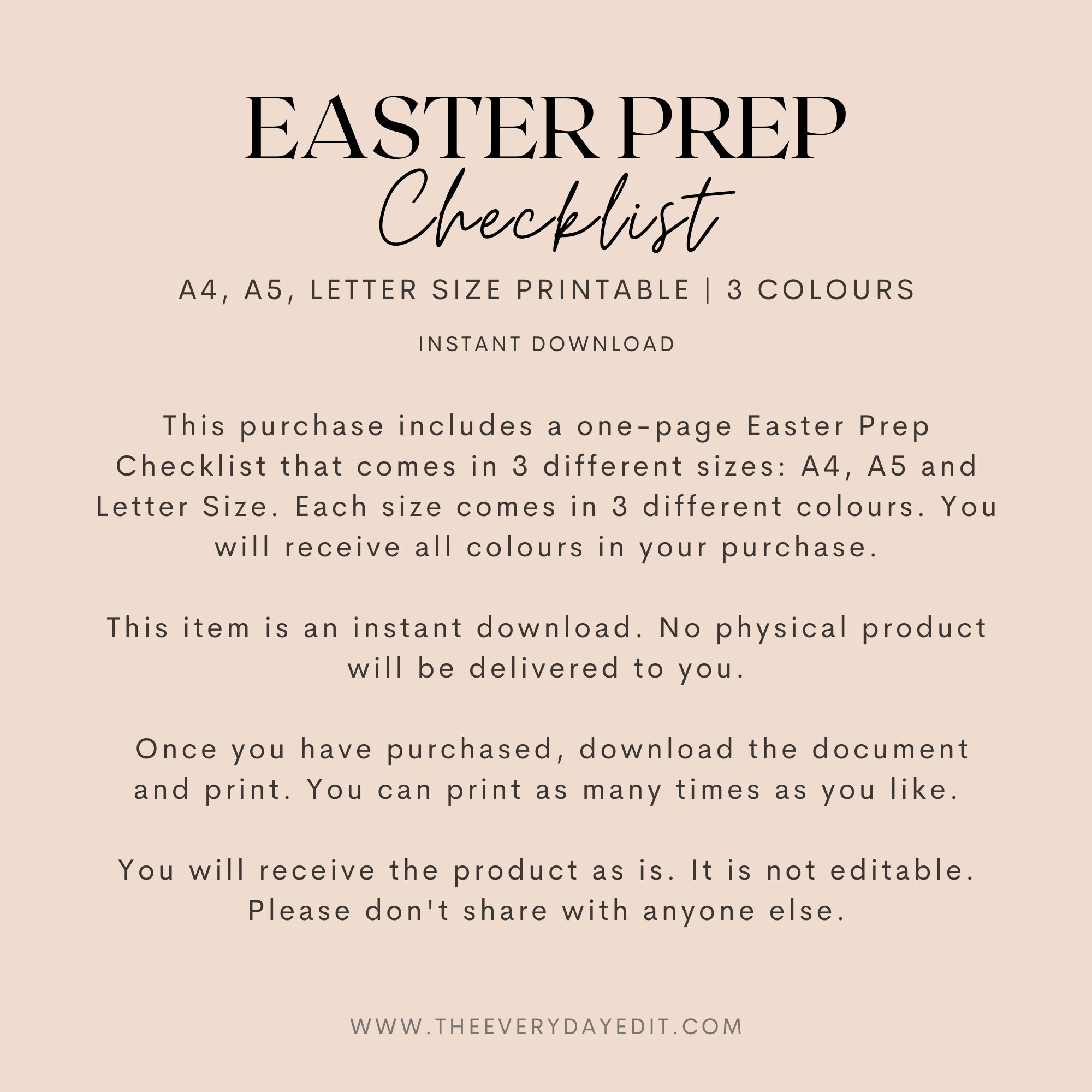 Easter Preparation Checklist Printable, Easter Planner Printable ...