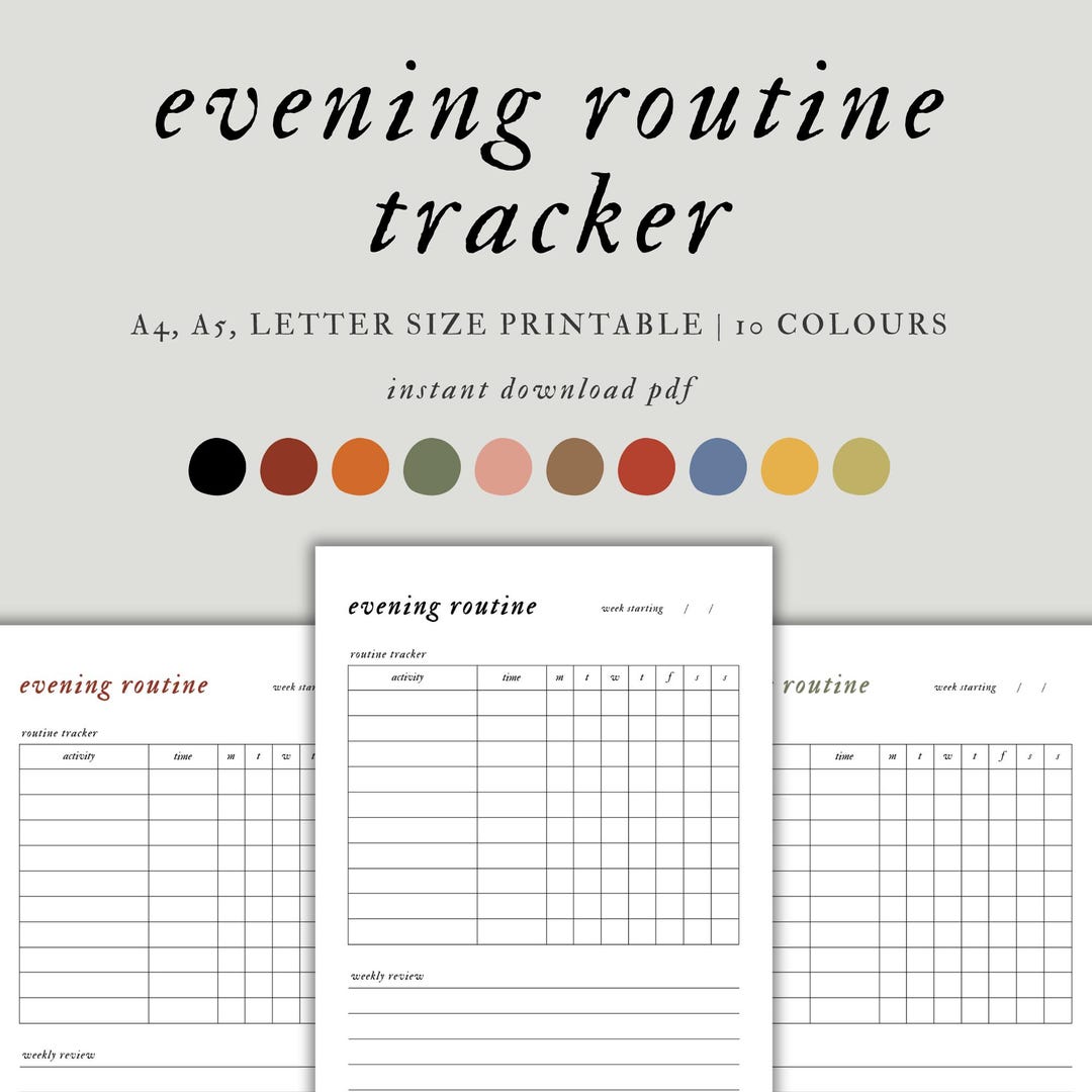Evening Routine Tracker Printable, Night Routine Tracker, Routine ...
