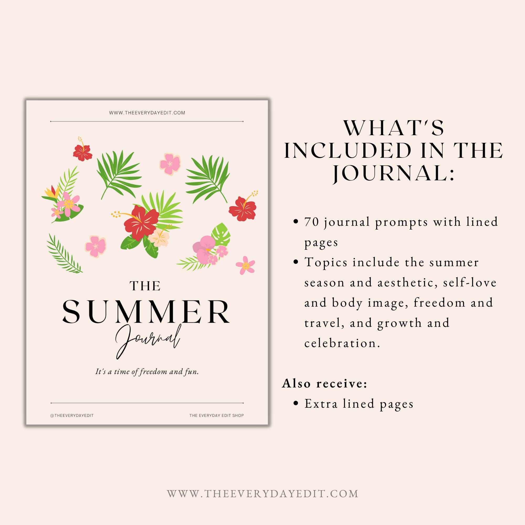 The Summer Journal Printable, Self-discovery Journaling Prompts, Shadow ...
