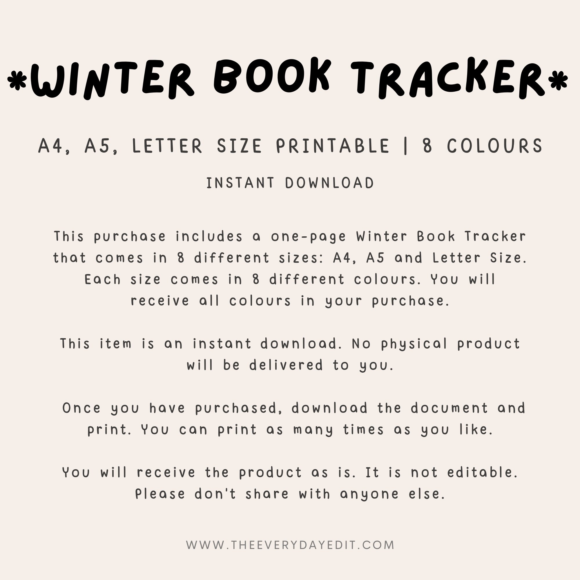 Winter Book Tracker Printable, Book List Tracker, Reading Tracker, Book ...