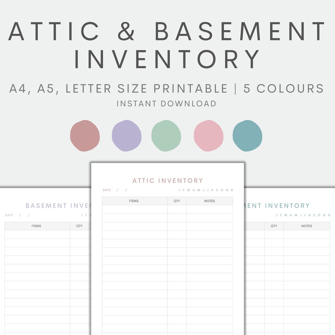 Attic Inventory Printable, Basement Inventory Printable, Household ...