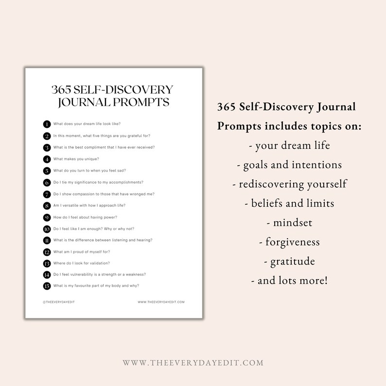List of Journal Prompts Printable, Self Discovery Journal, Beginner ...