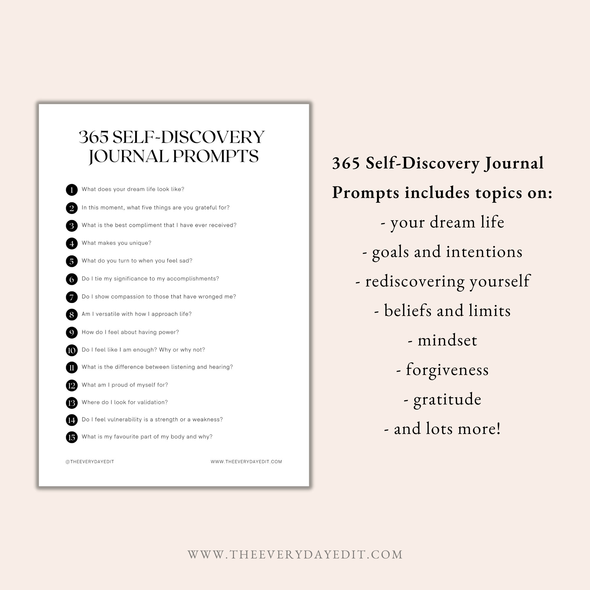 List of Journal Prompts Printable, Self Discovery Journal, Beginner ...