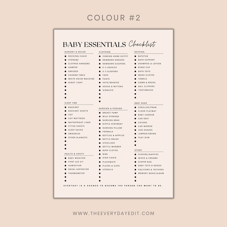 Baby Essentials Checklist Printable Newborn Checklist | Etsy Australia