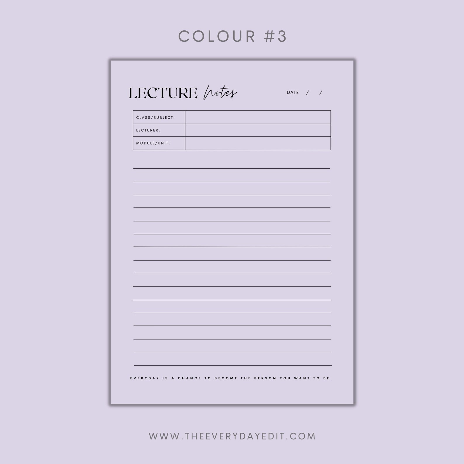 Lecture Notes Printable, School Planner Printable, Lined Notes Page ...