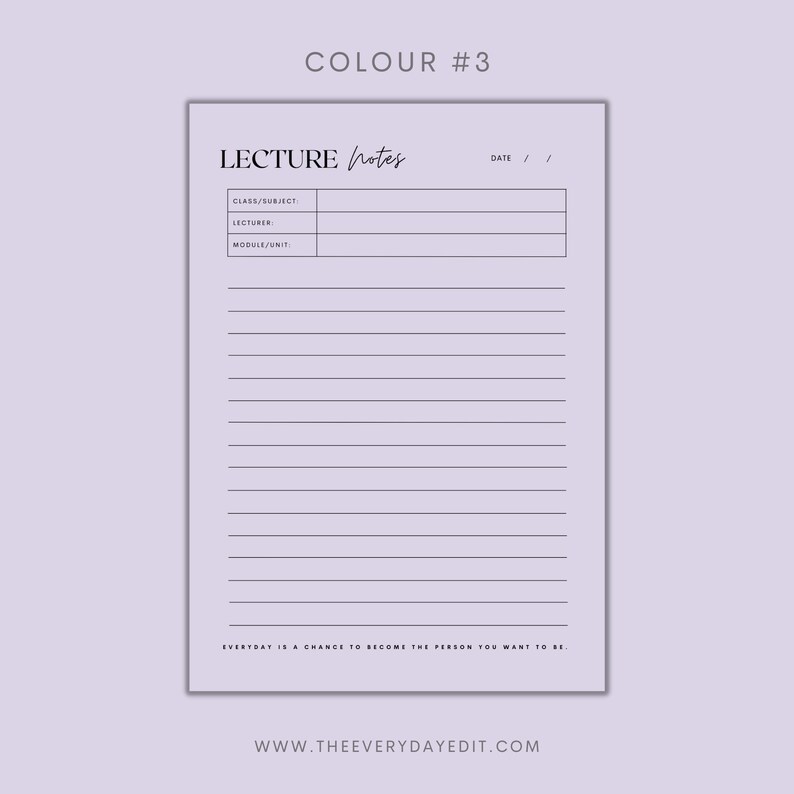 Lecture Notes Printable School Planner Printable Lined Notes - Etsy