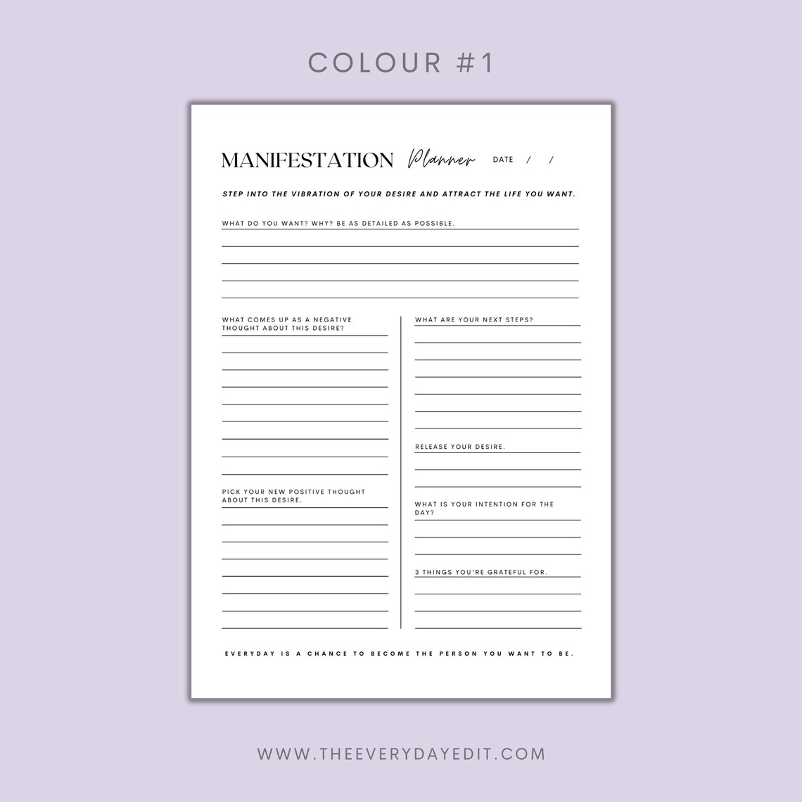 Daily Manifestation Planner Printable, Daily Planner, Manifestation ...