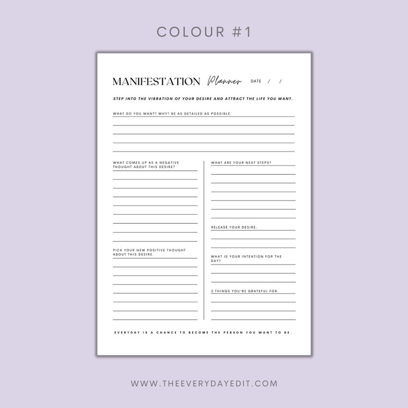 Daily Manifestation Planner Printable, Daily Planner, Manifestation ...
