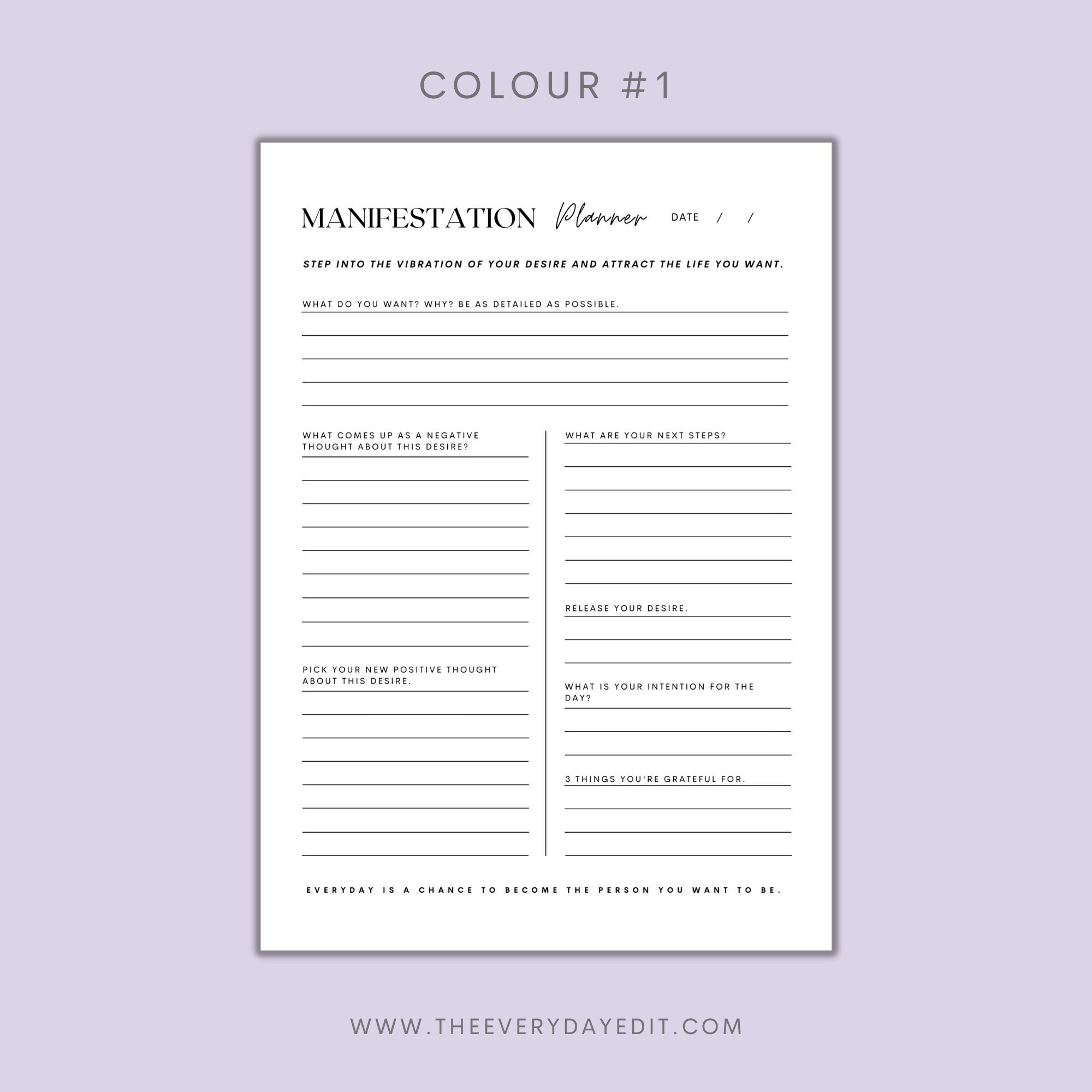 Daily Manifestation Planner Printable, Daily Planner, Manifestation ...