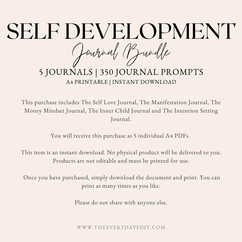 Self Development Journal Prompts Bundle, Printable Journaling Prompts ...