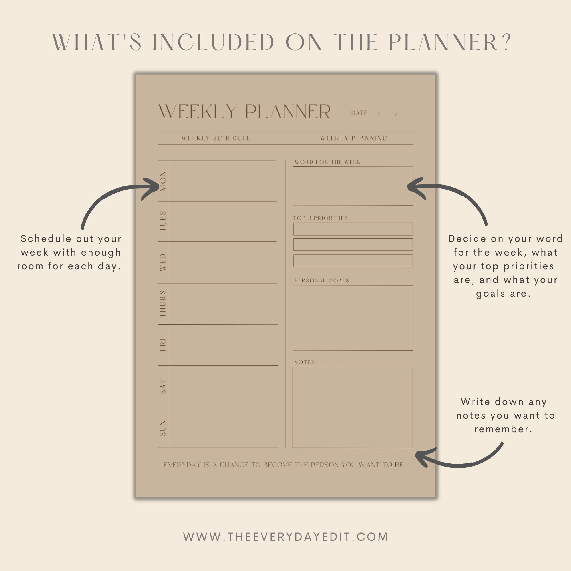 Weekly Planner Printable, Weekly Productivity Planner, Weekly Schedule ...