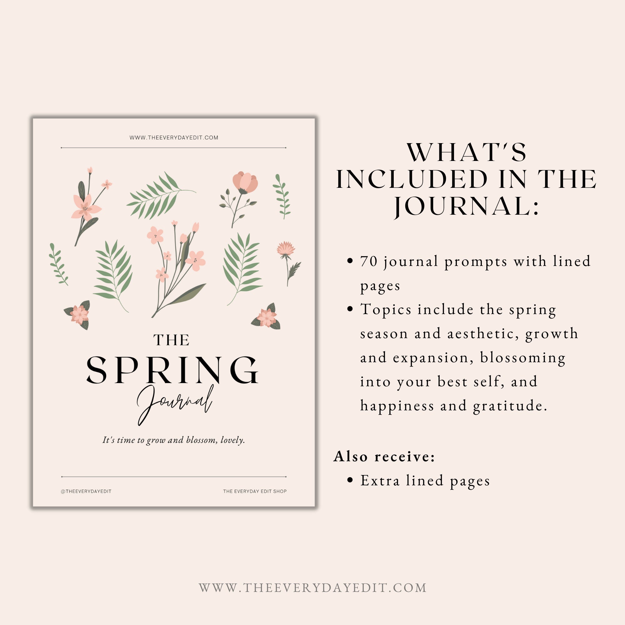 The Spring Journal Printable, Self-discovery Journaling Prompts, Shadow ...