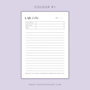 Lab Notes Tracker Printable, Lab Notes Paper, Lined Notes Page, College ...
