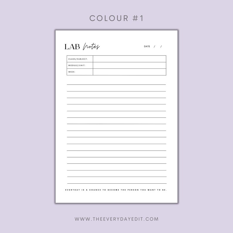 Lab Notes Tracker Printable, Lab Notes Paper, Lined Notes Page, College ...