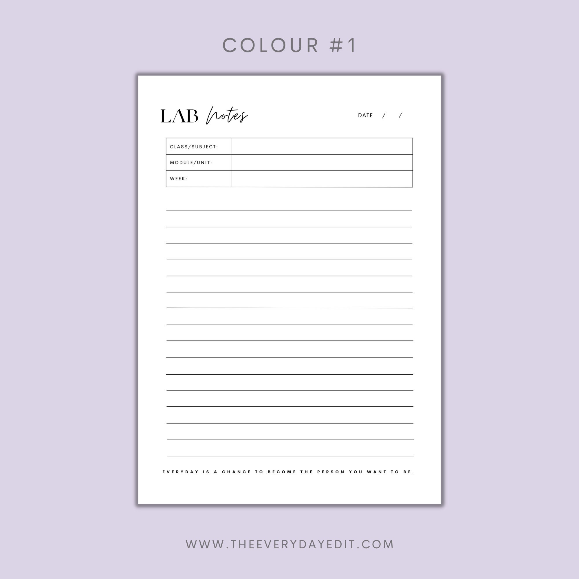 Lab Notes Tracker Printable, Lab Notes Paper, Lined Notes Page, College ...