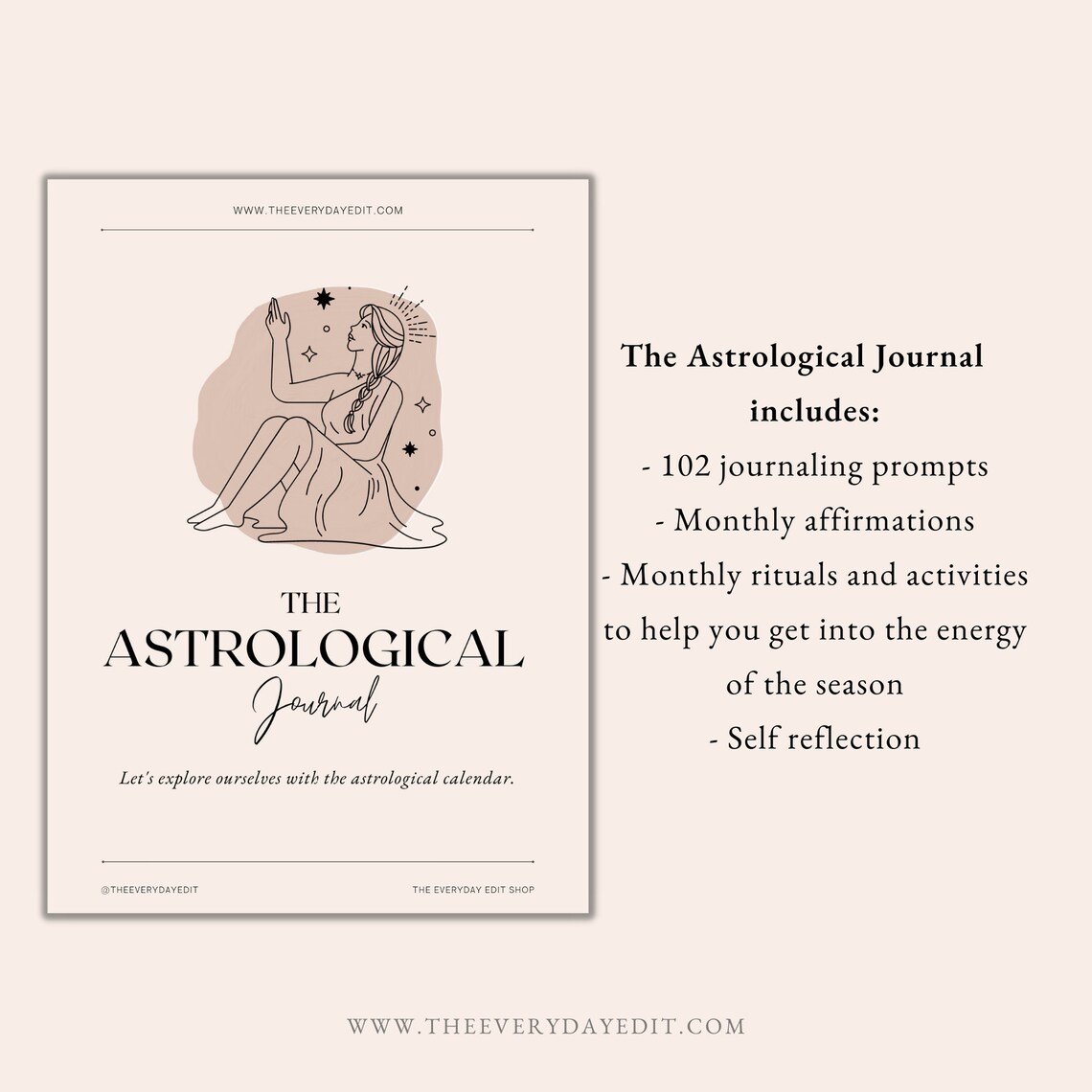 Shadow Work Journal Printable Bundle, Self Discovery Journal Prompts, Astrological Journal ...