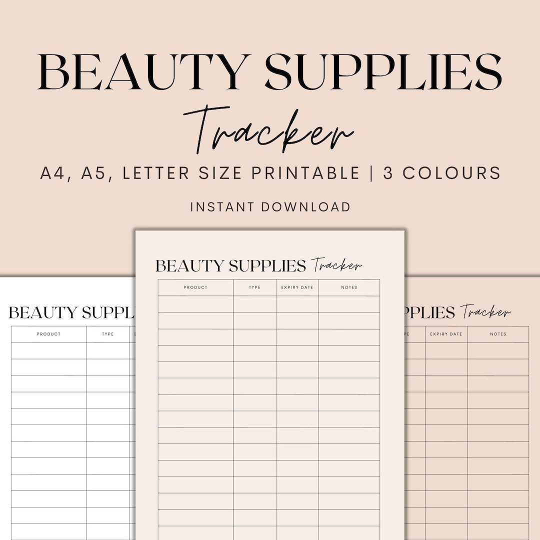 Beauty Supplies Tracker Printable Make-up Tracker Beauty - Etsy