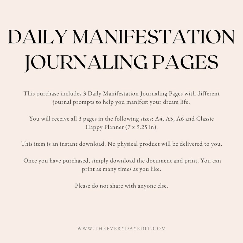 Daily Manifestation Journaling Pages Printable Manifestation - Etsy
