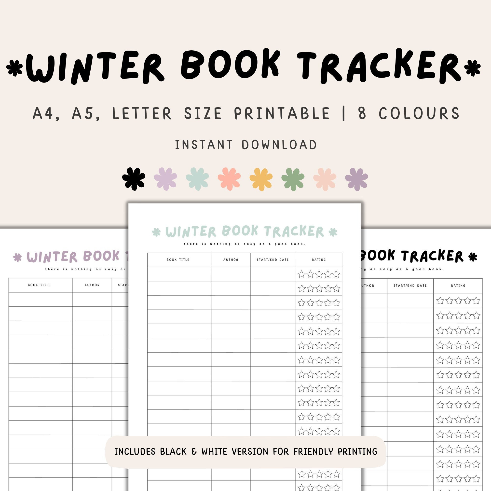 Winter Book Tracker Printable, Book List Tracker, Reading Tracker, Book ...