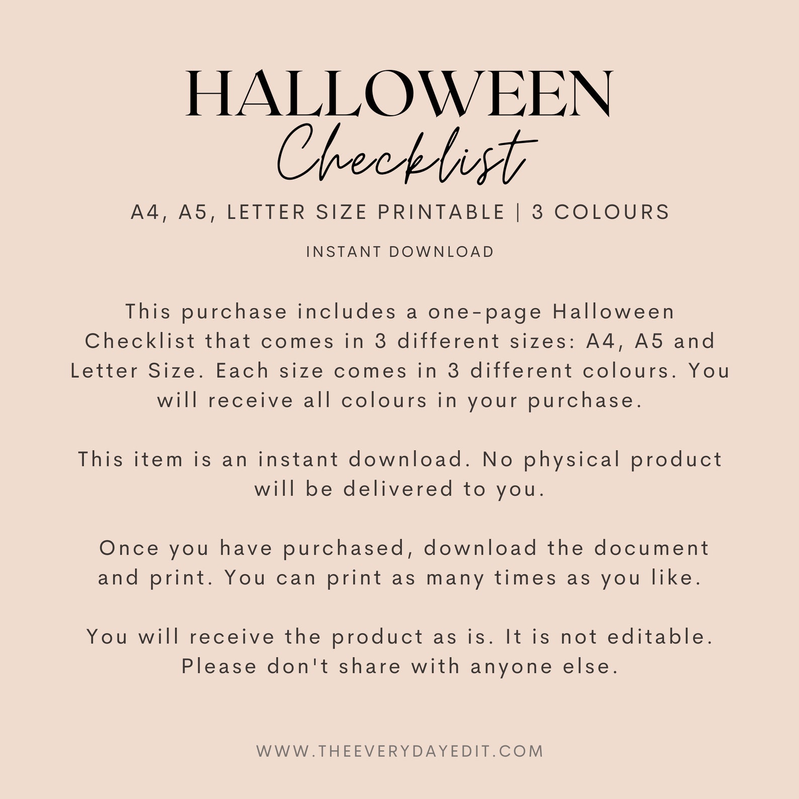 Halloween Checklist Printable, Halloween Party, Halloween Planner ...
