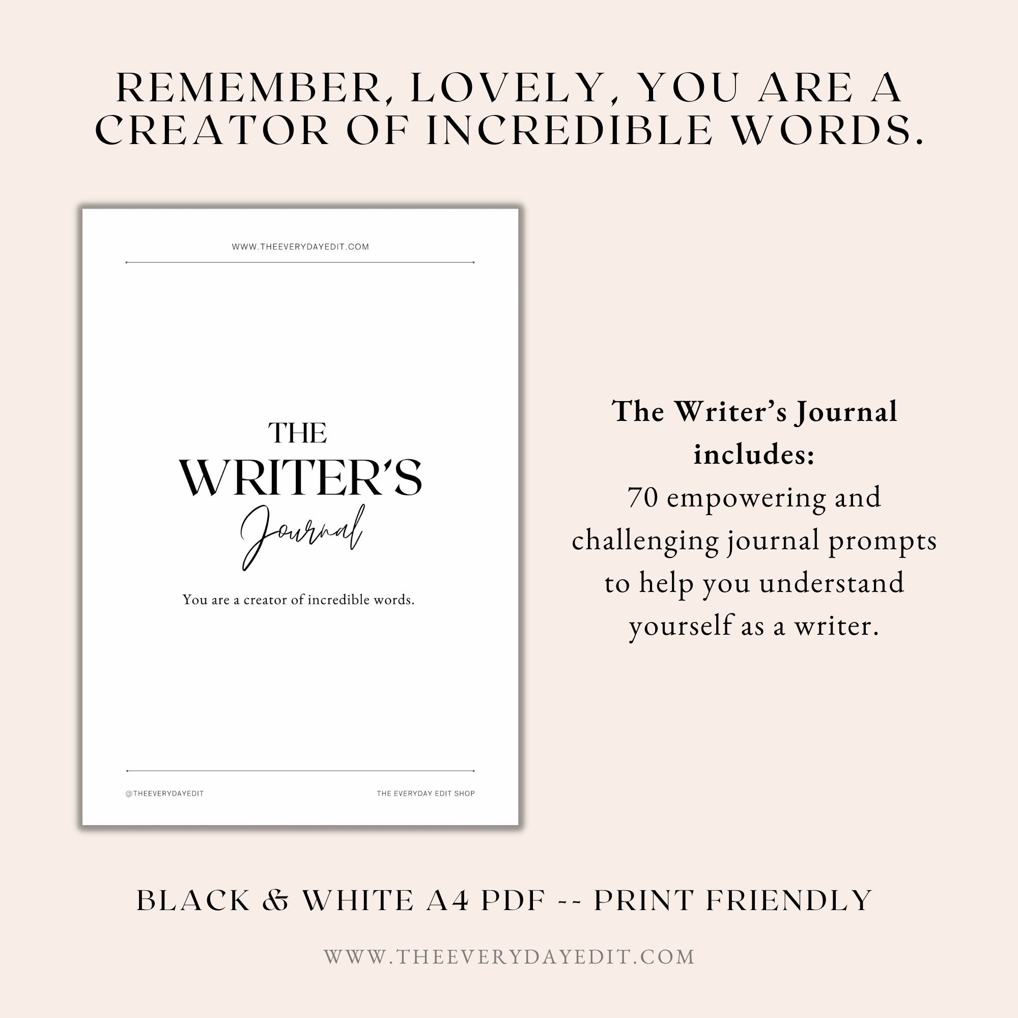The Writer's Journal Printable, Writing Journal Prompts, Journaling ...