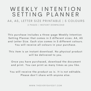 Weekly Intention Setting Planner Printable, Weekly Planner, Intentional ...