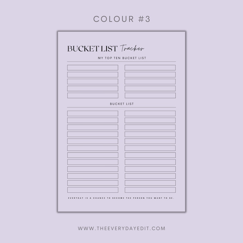 Bucket List Tracker Printable, Bucket List Template, Bucket to Do List ...