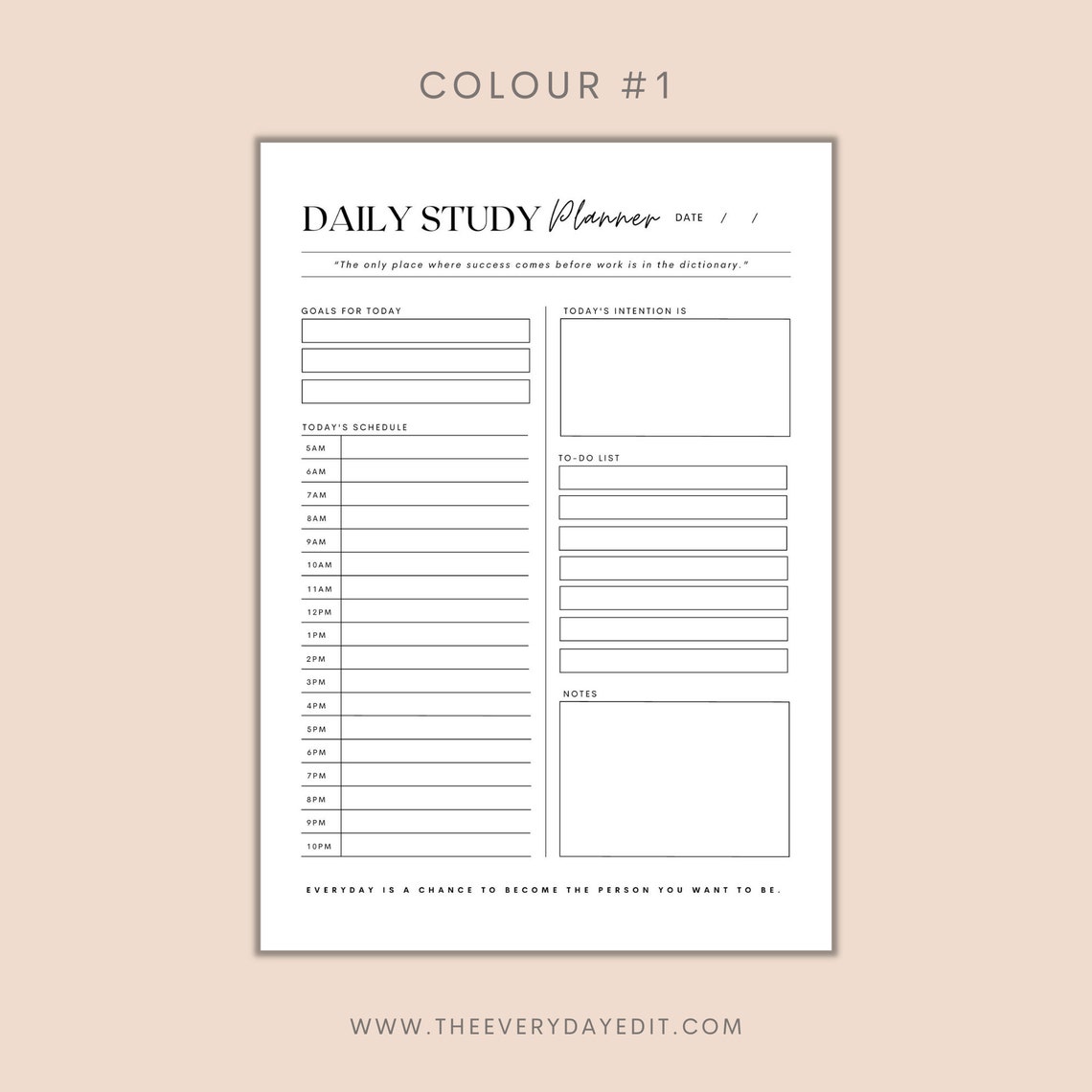 Daily Study Planner Printable Student Planner School - Etsy