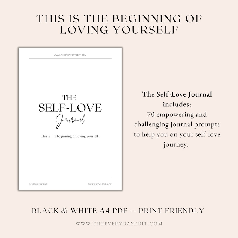 The Self Love Journal Printable, Self Love Workbook, Journal Prompts ...