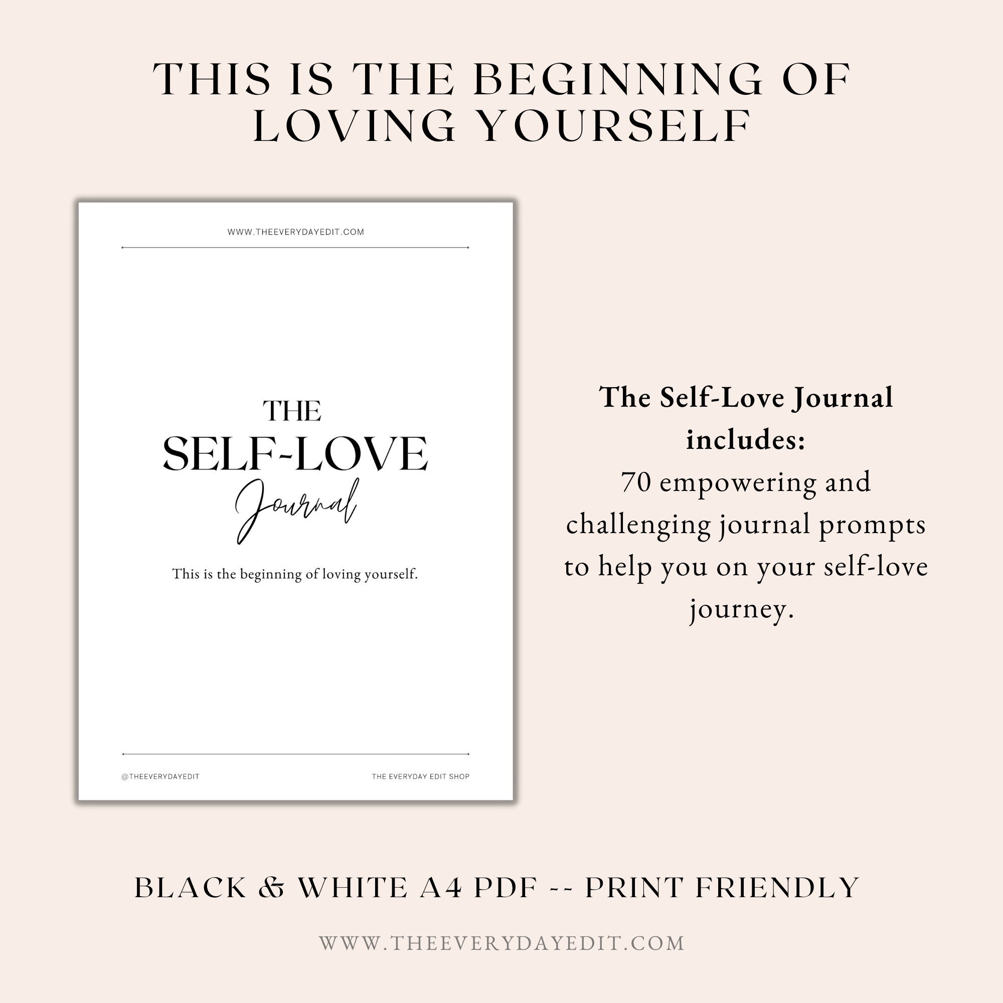 The Self Love Journal Printable Self Love Workbook Journal - Etsy