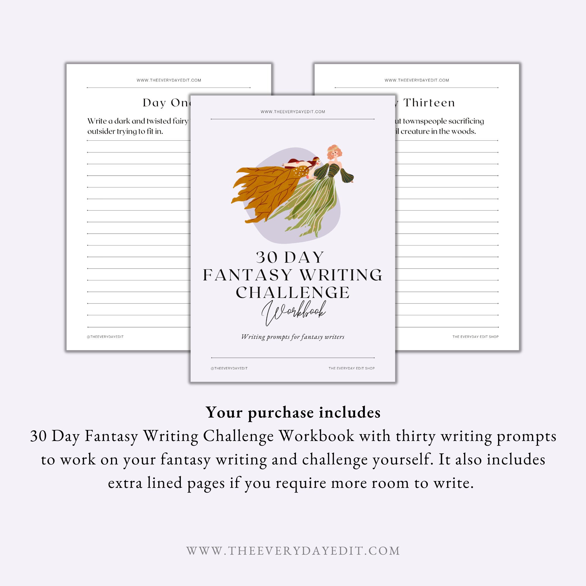 30 Day Fantasy Writing Challenge Workbook Printable, 30 Day Writing ...