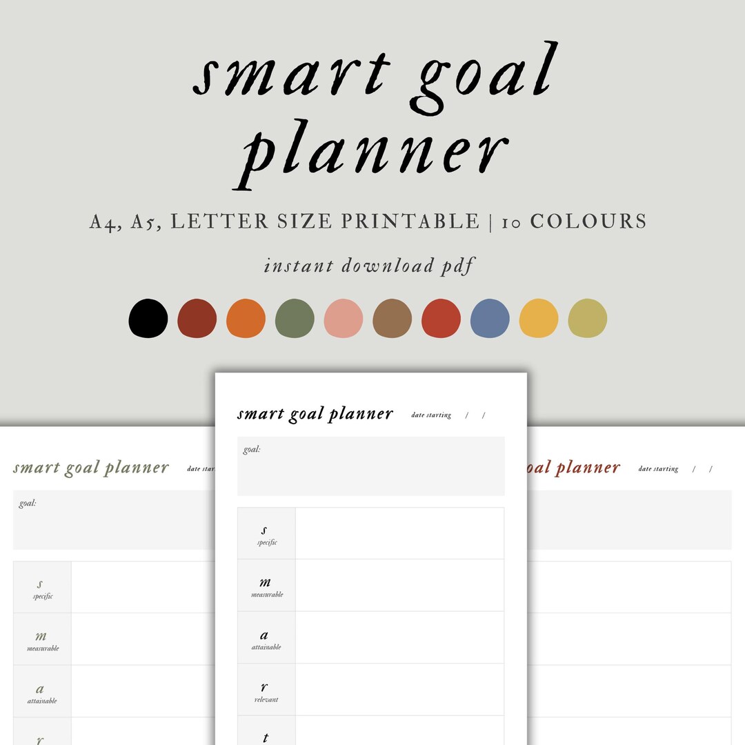 SMART Goal Planner Printable, Goal Tracker Printable, Productivity ...